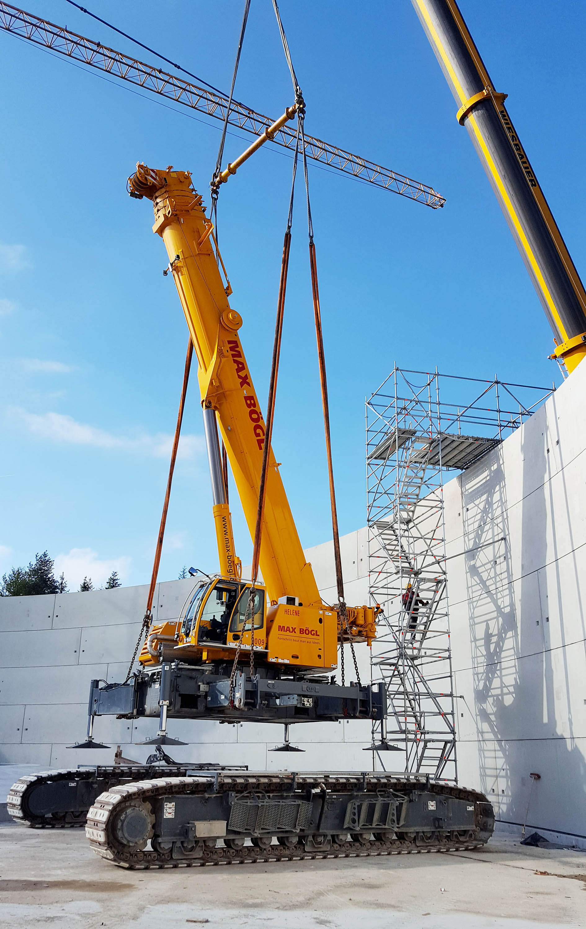 Liebherr LTR 1220 telescopic crawler crane builds water basins for ...